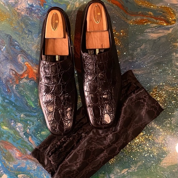 Gucci | Shoes | Vintage Classic Gucci Brown Slipon Loafers With Exotic ...